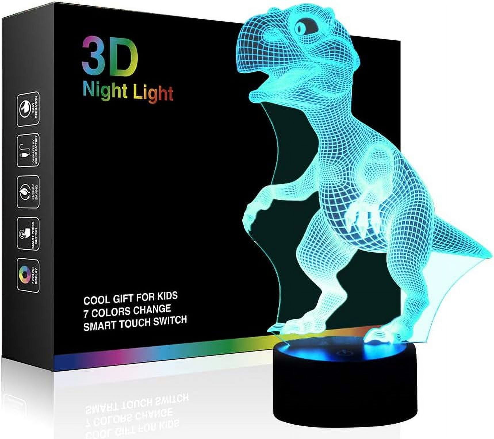 Night Lights for Kids Dinosaur 3D Night Light Lamp YSTIAN 7 LED Colors ...