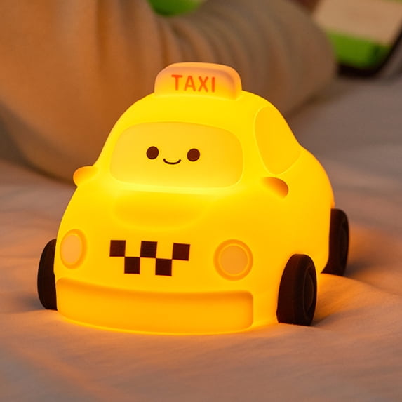 Night Lights for Kids, Taxi Soft Silicone Night Light, 3-Level Dimmable ...