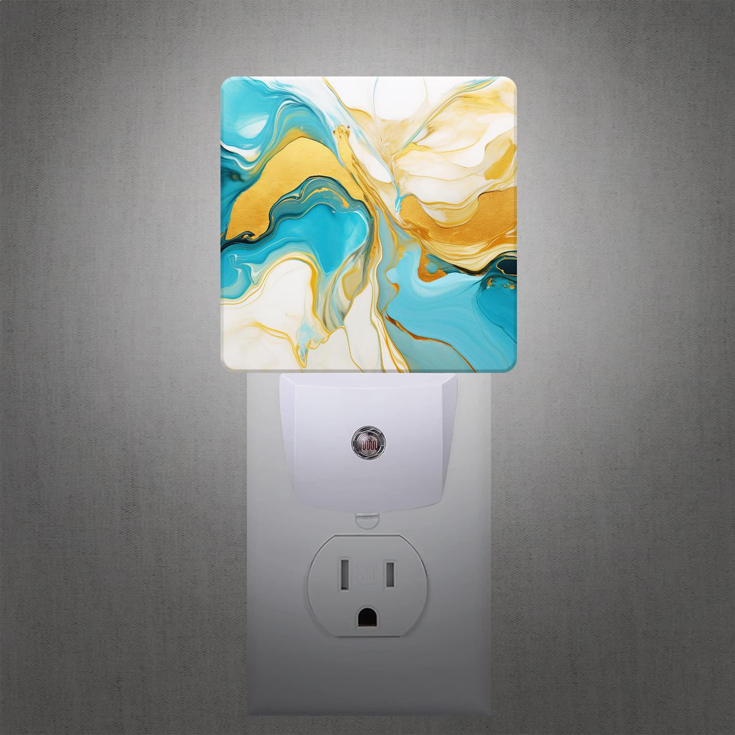 Night Lights Lamp With Dusk To Dawn Sensor, Turquoise Marble Design ...