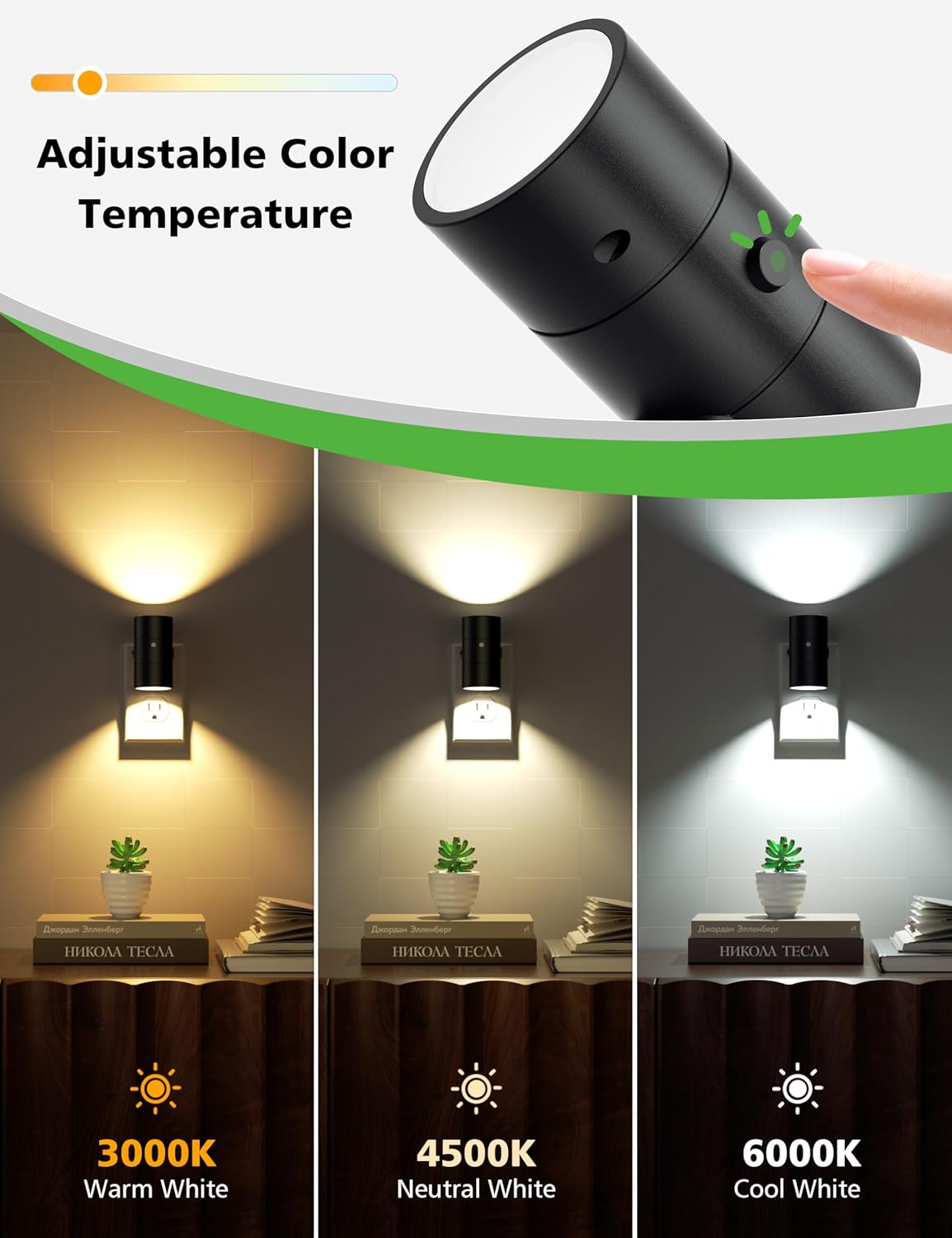 Night Lights Plug Into Wall,3 Color Temperatures LED Night Light Plug ...