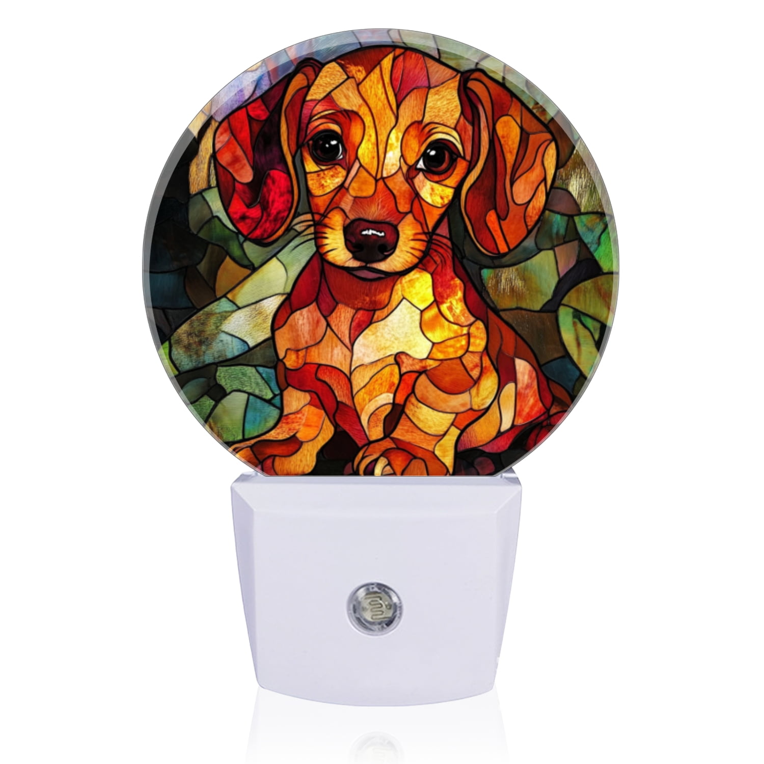 Night Lights Plug Into Wall, Adorable Stained - Glass Dog LED Night ...
