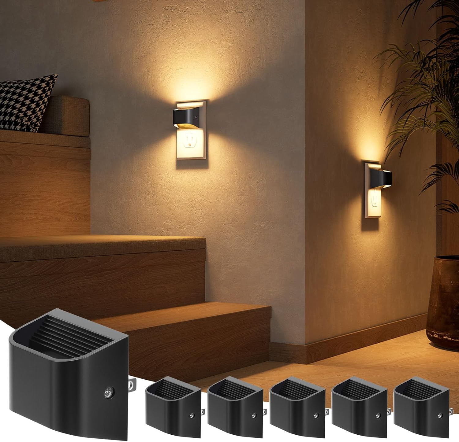 Night Lights Plug Into Wall, Auto Brightness Sensor Night Light, 3000K ...