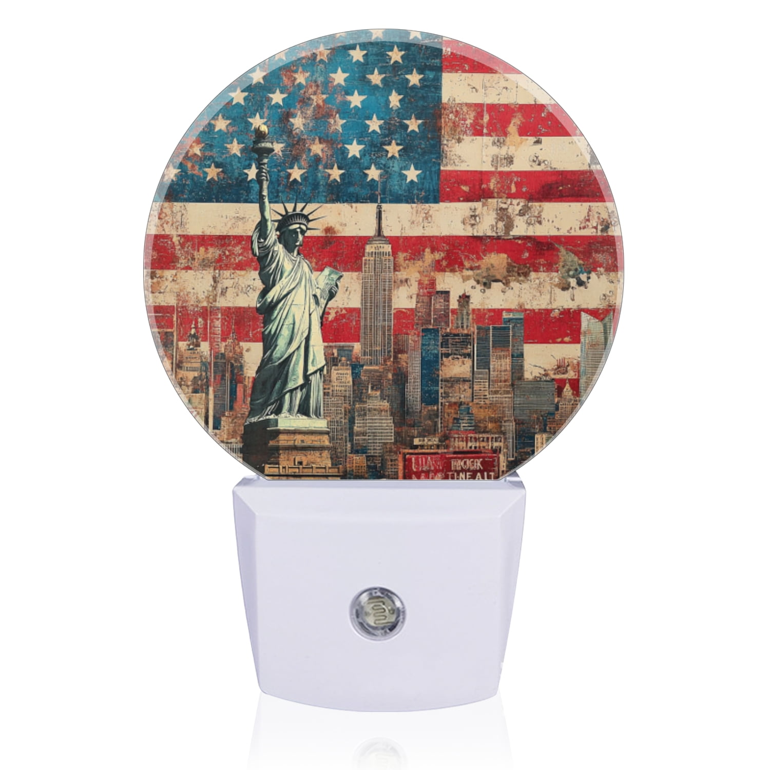 Night Lights Plug Into Wall, Patriotic Statue Of Liberty Flag LED Night ...