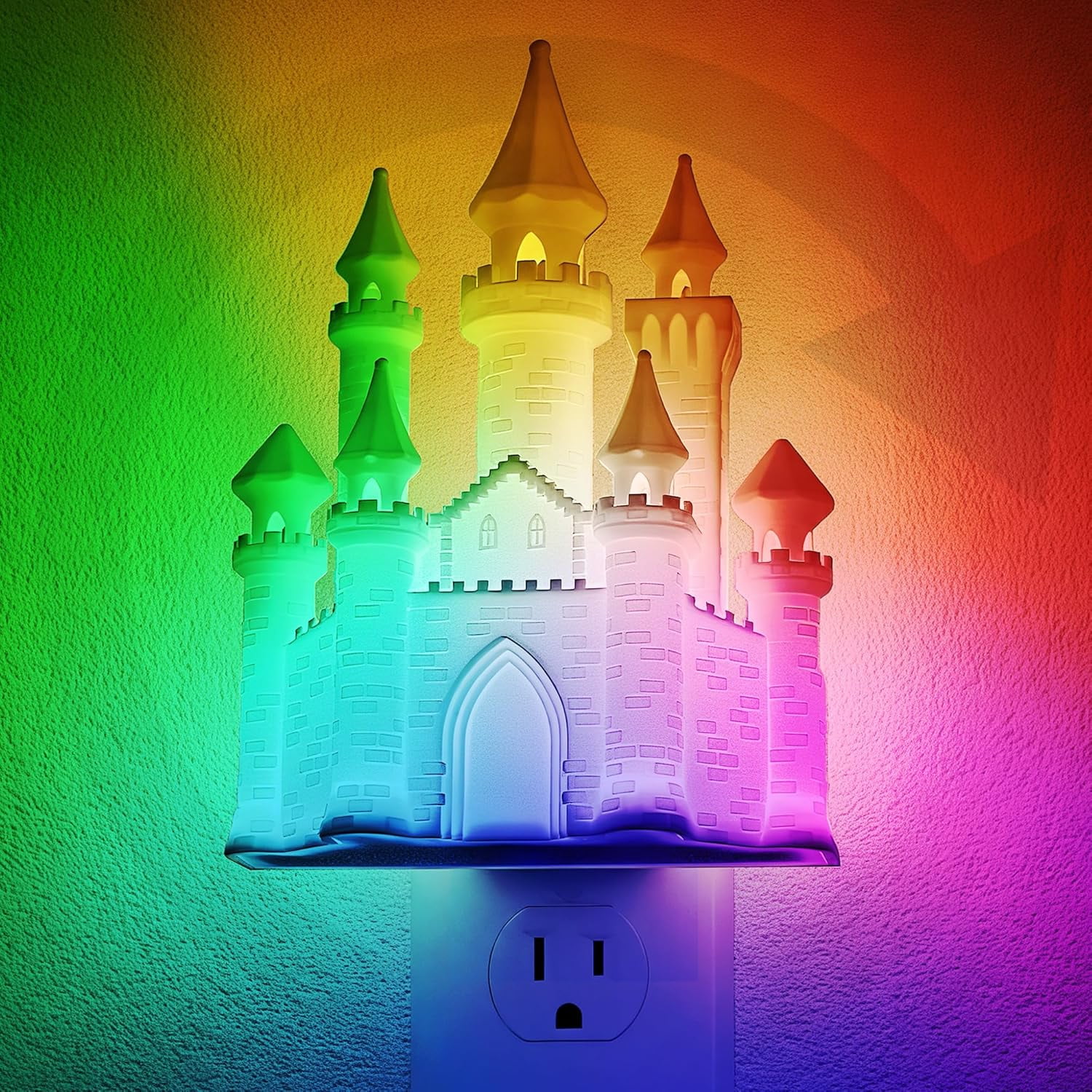 Night Lights Plug into Wall, Printed Castle RGB Night Light,10-Color ...
