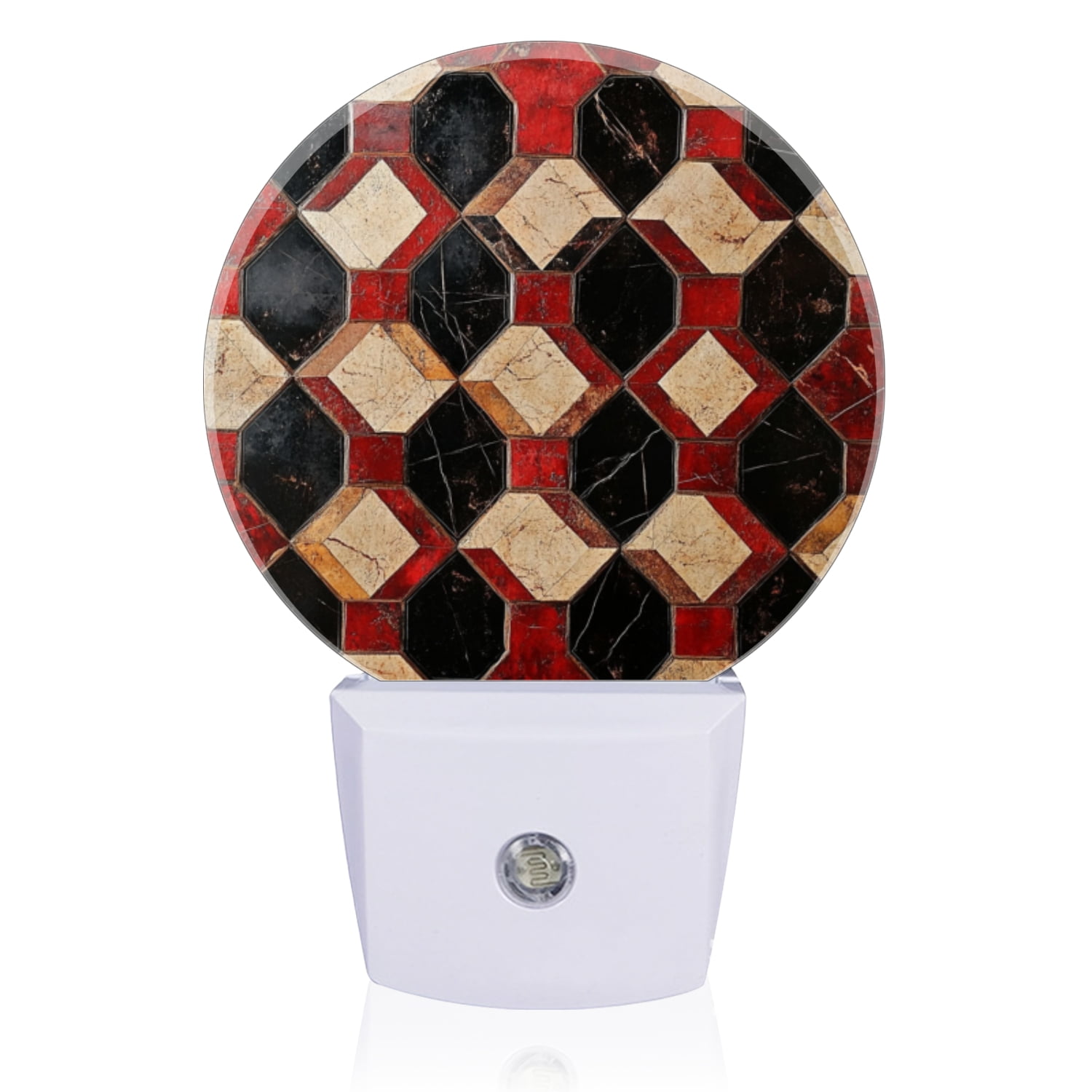 Night Lights Plug Into Wall, Vintage Floor Tiles In Black, Red And ...