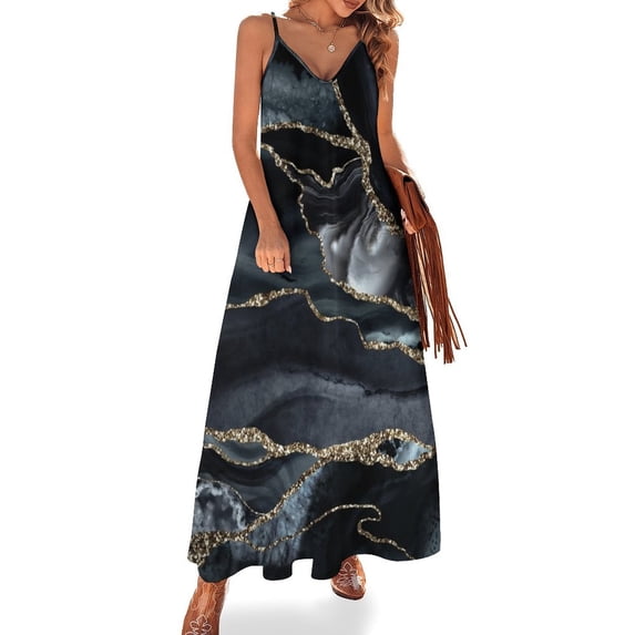 Night Masculine Marble Landscapes Sleeveless Dress Prom gown birthday ...