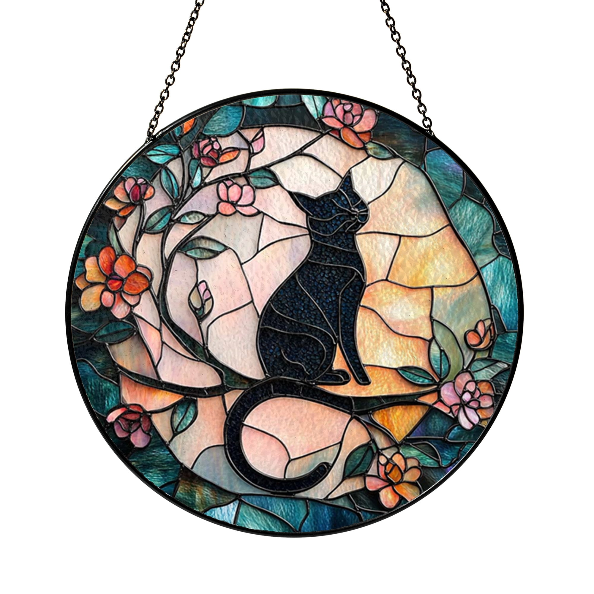 Night Moon Cat Glass Suncatcher – Artistic Window Decor - Walmart.com