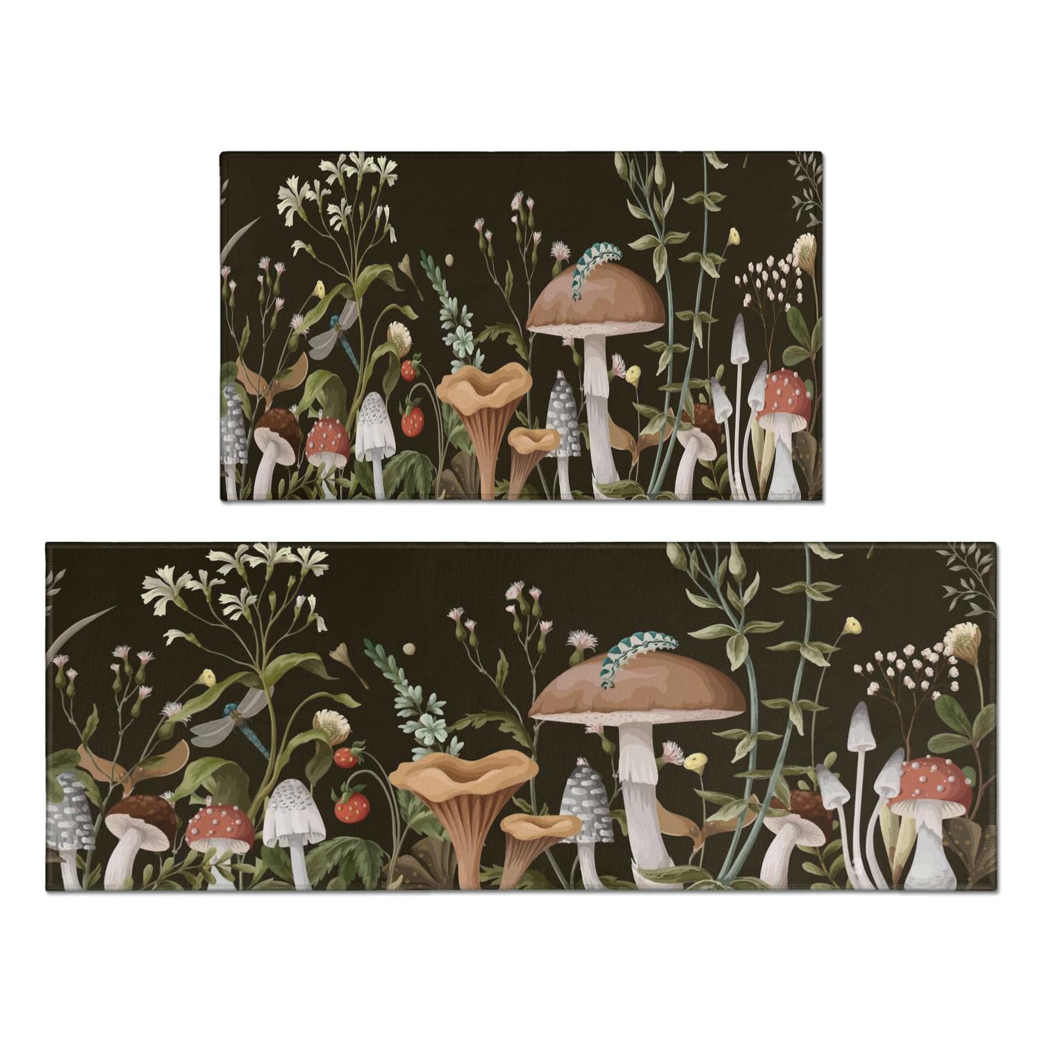 Baiheyi Night Mushrooms Kitchen Mat Set, Anti Fatigue, Waterproof ...