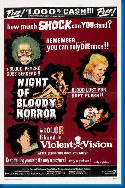 Night Of Bloody Horror Movie Poster Reprint Movie 27inx40in 27x40 ...