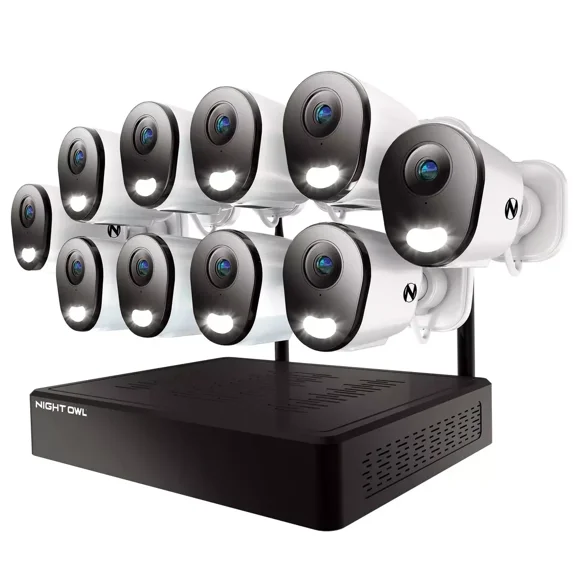 Night Owl 10-CH Wi-Fi NVR Security System, 2TB 10 Plug-In 4K Cameras ...