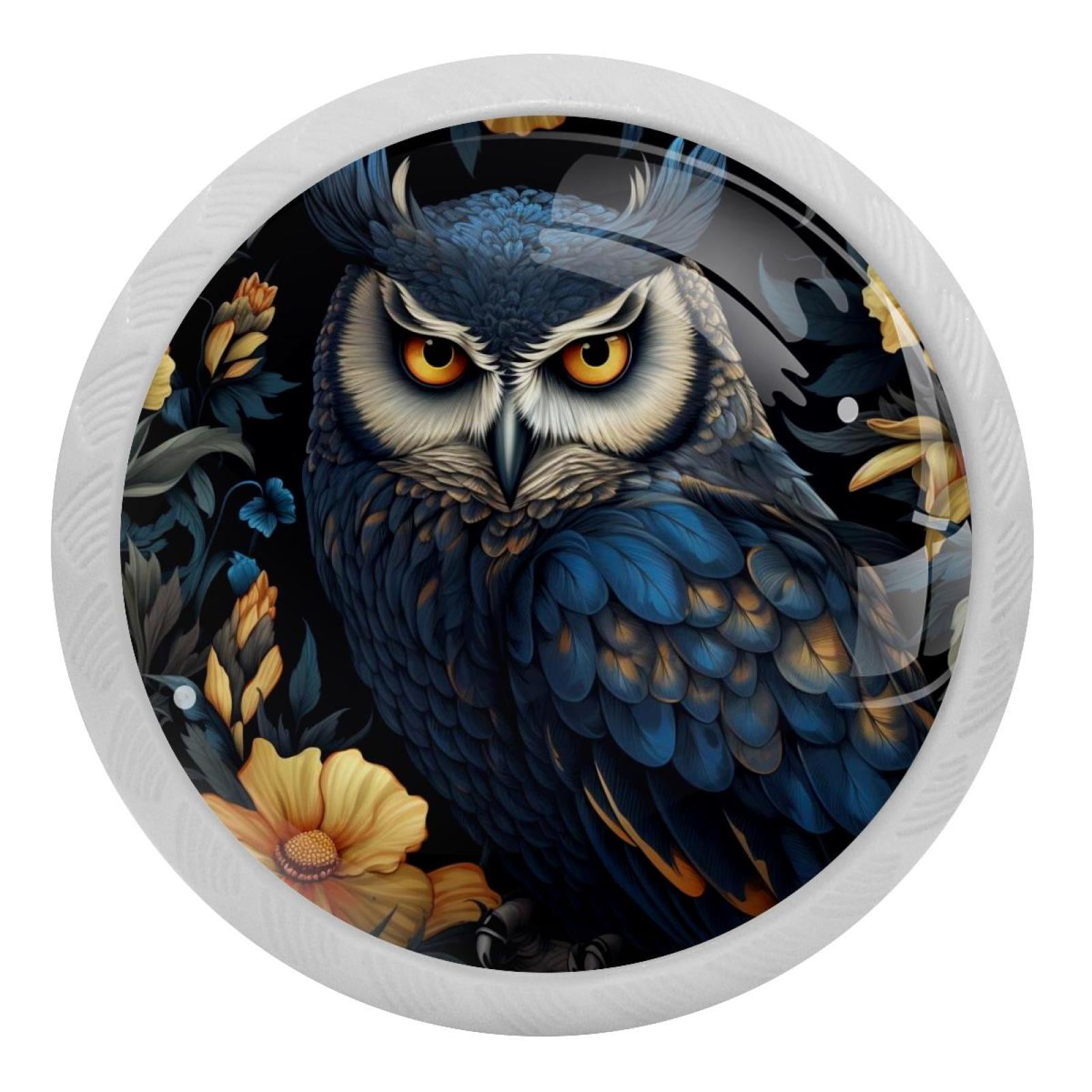 Night Owl Crystal Glass Drawer Knob Pull Ergonomic 30mm Circle Glowing ...