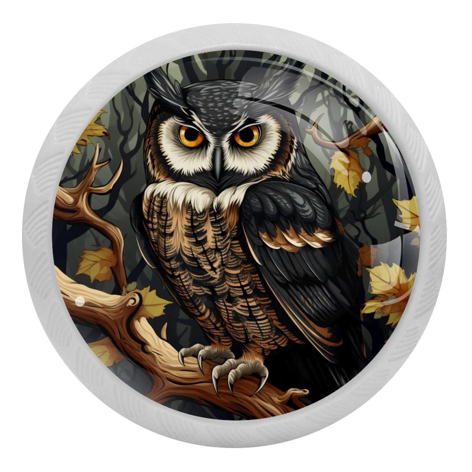 Night Owl Crystal Glass Drawer Knob Pull Ergonomic 30mm Circle Glowing ...