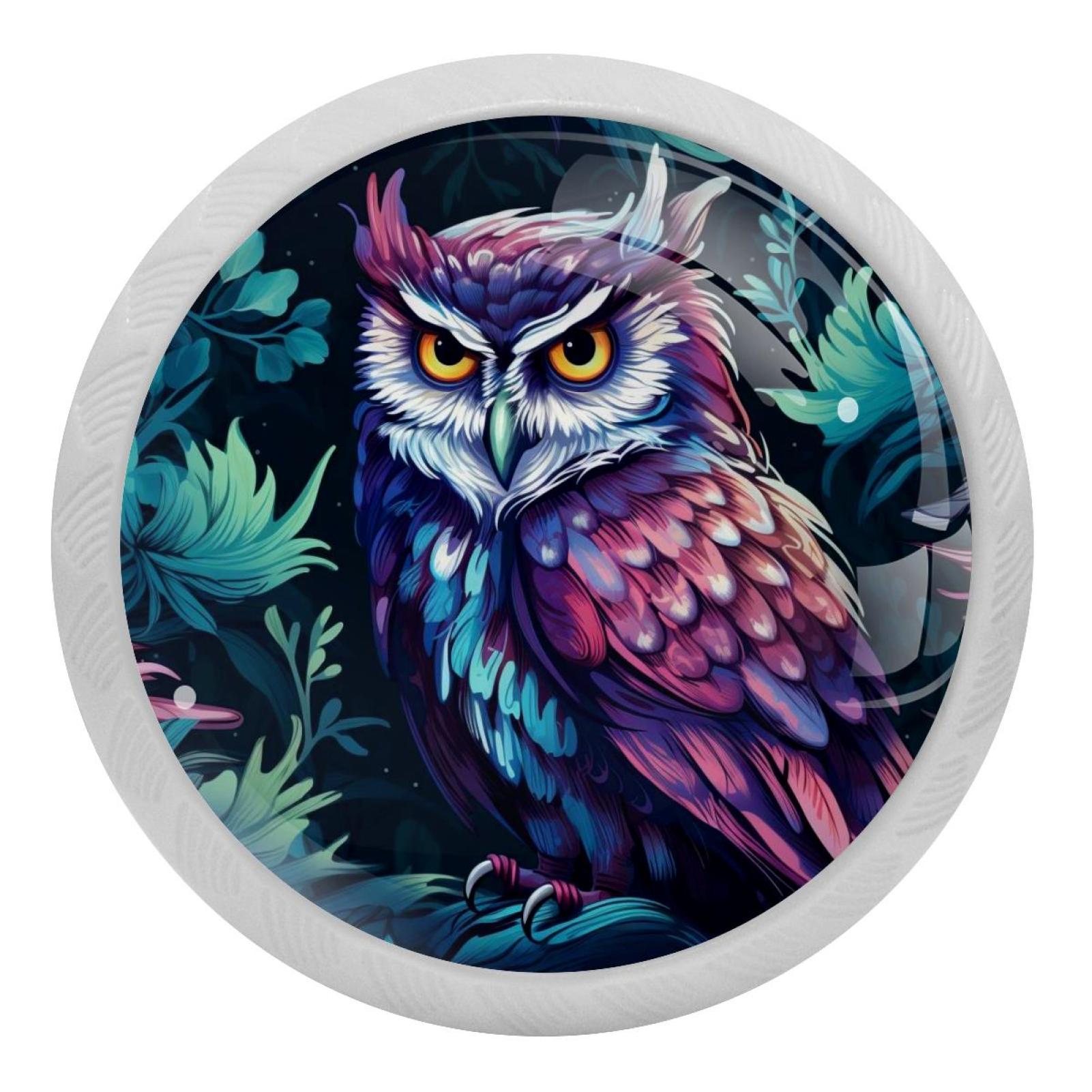 Night Owl Crystal Glass Drawer Knob Pull Ergonomic 30mm Circle Glowing ...