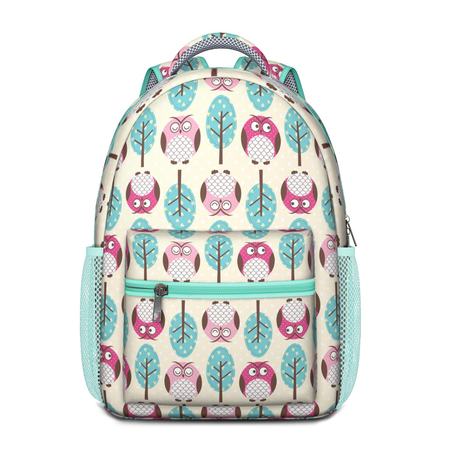 Night Owl Print School Backpack – Snowy Owl Pattern Schoolbag with ...