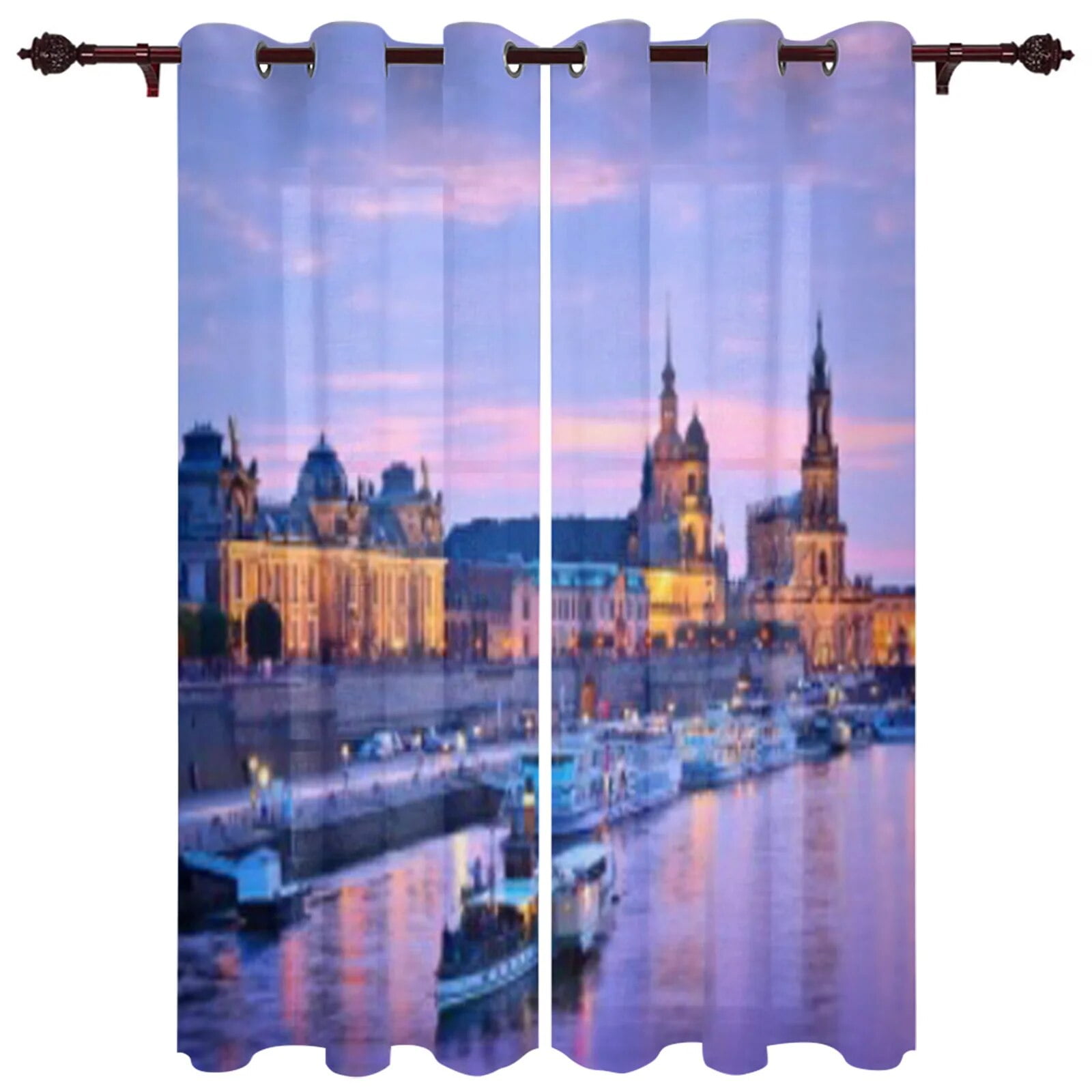 Night Panorama City Luxury Home Curtains Modern Home Supplies Living ...