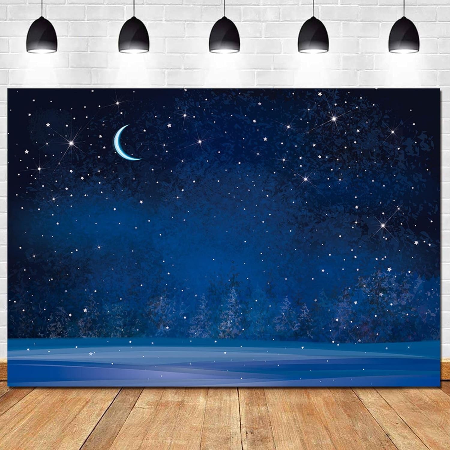 Night Photography Background Winter Night Snowfall Snowflake Moon ...