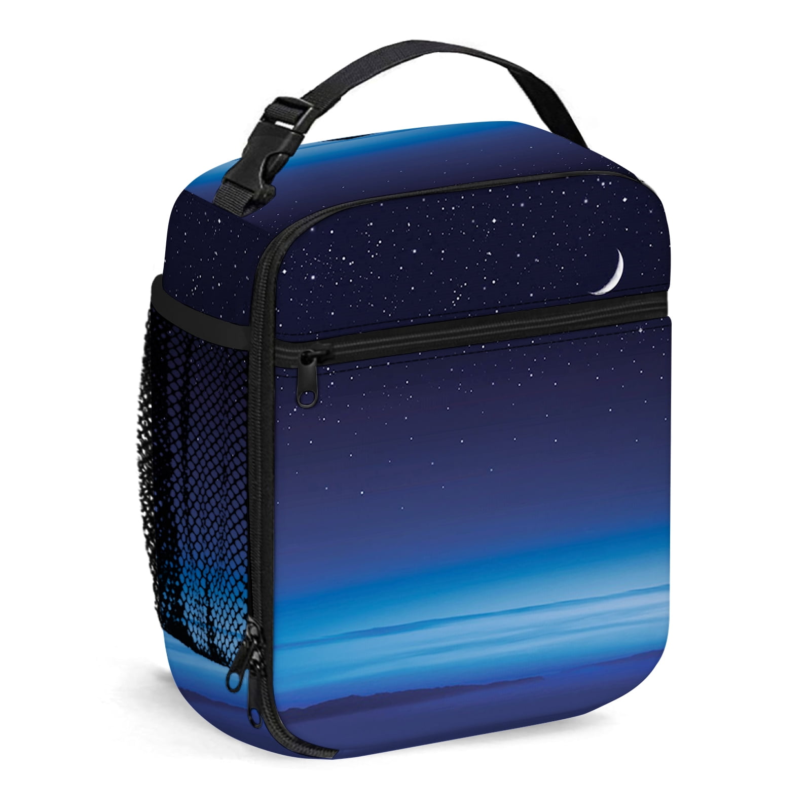 Night Portable Lunch Bag Insulated Meal Bag ,Moon and Stars Over Santa ...