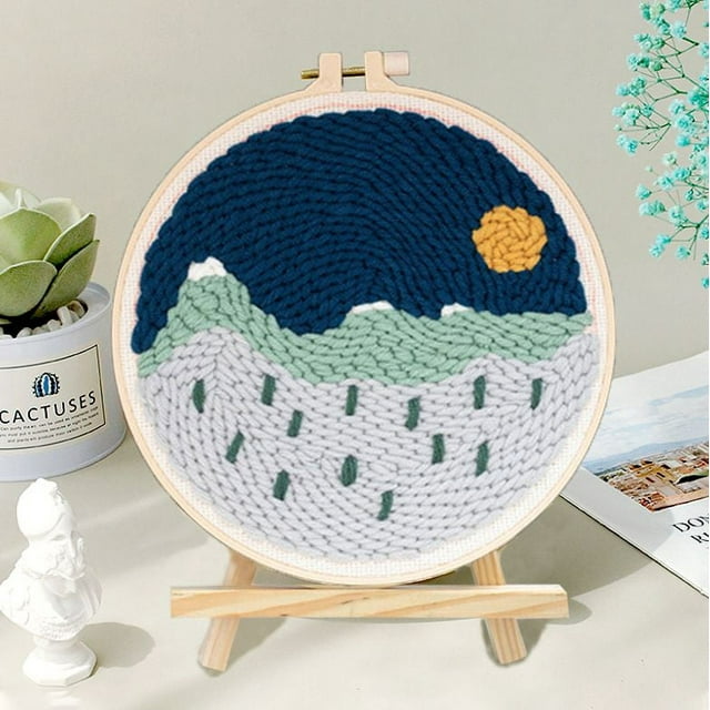 Night Punch Needle Kits Adults Beginner, Handcraft DIY Craft Hoop Kit ...