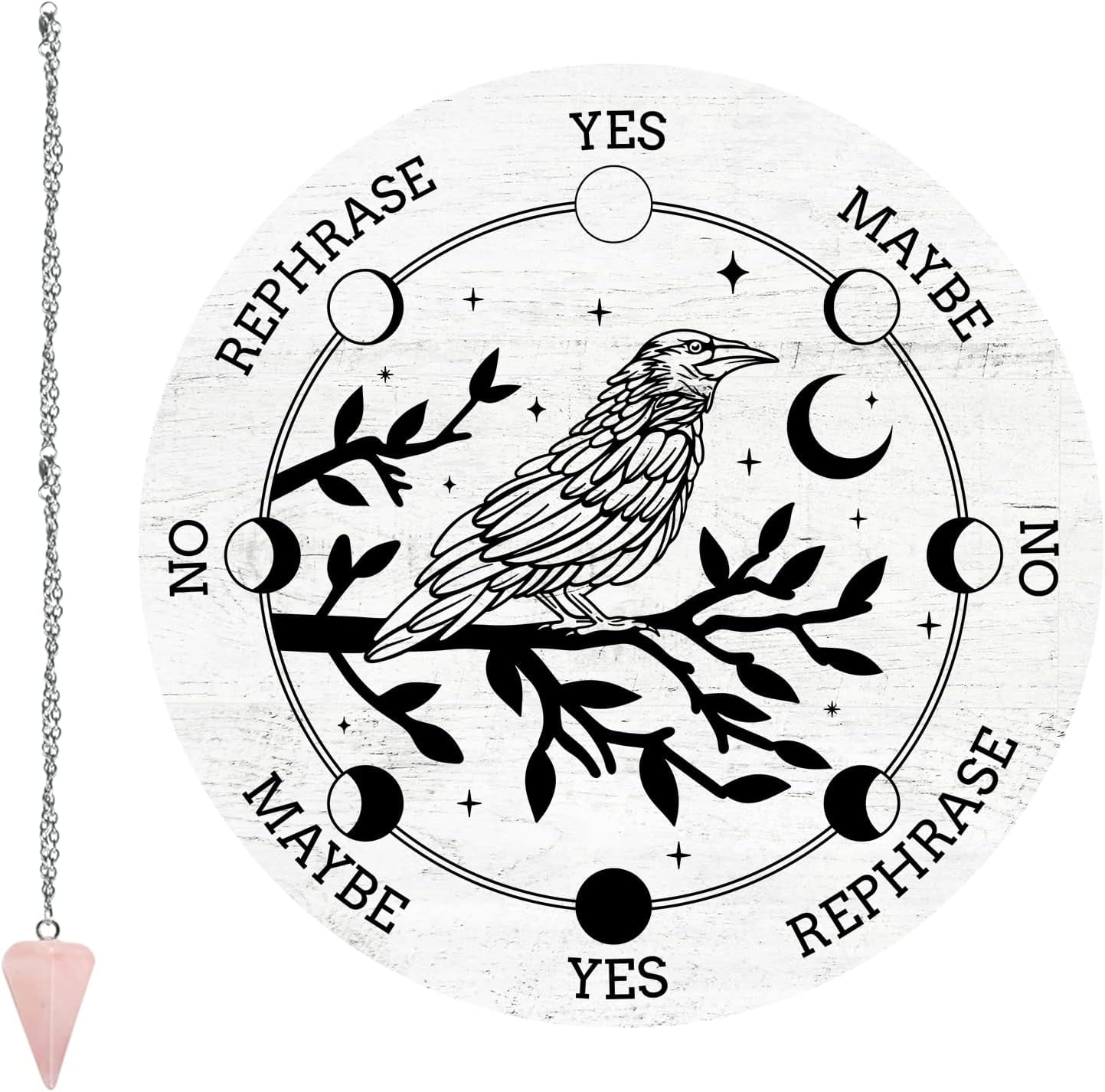 Night Raven Pendulum Board Dowsing Divination Altar Witchcraft Wooden ...