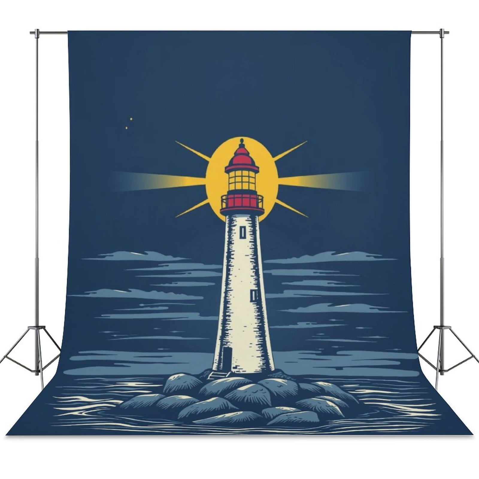 Night Sea Lighthouse Party Backdrop Birthday Decoration Backgrounds for ...