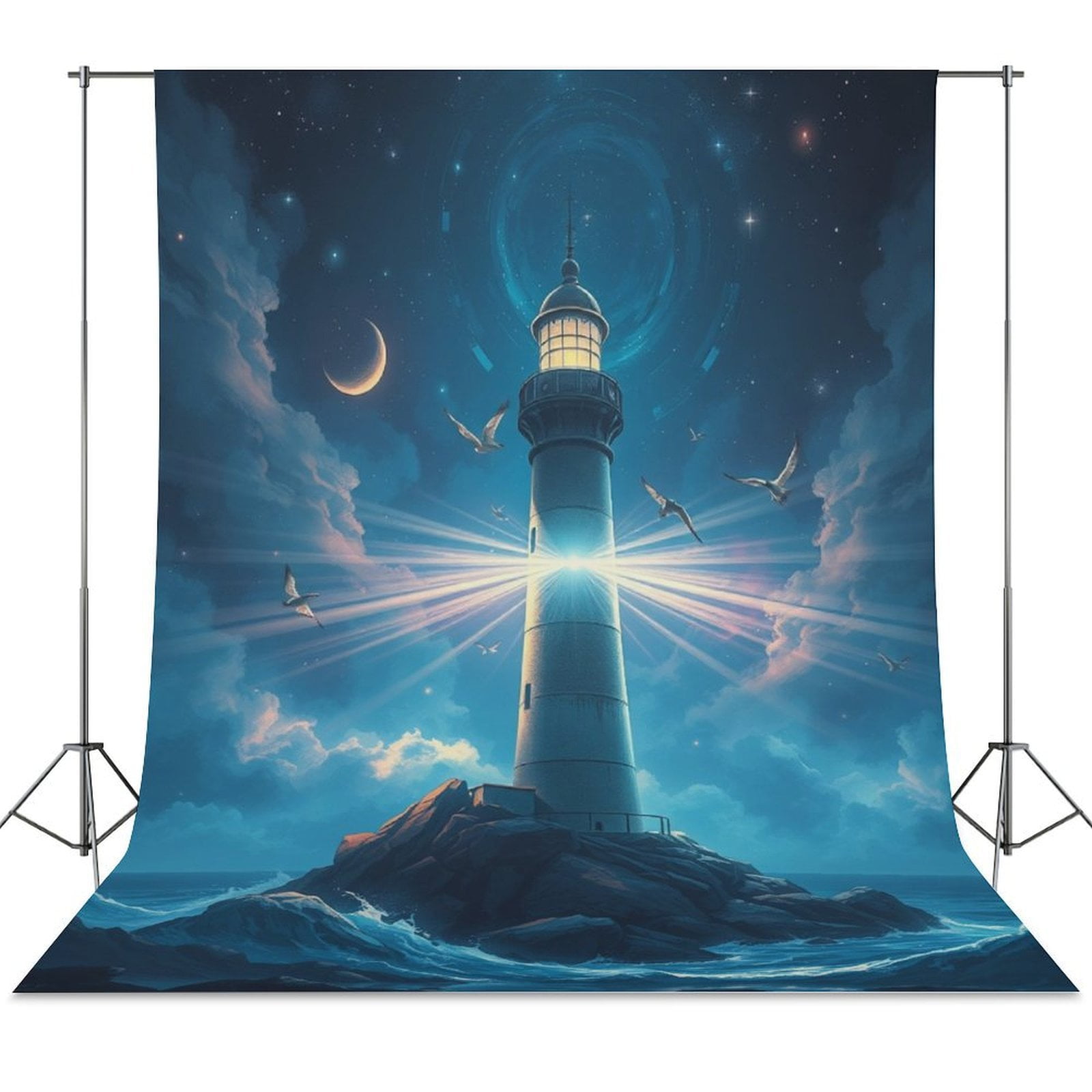 Night Sea Lighthouse Photography Backdrops Adult Photostudio Props ...