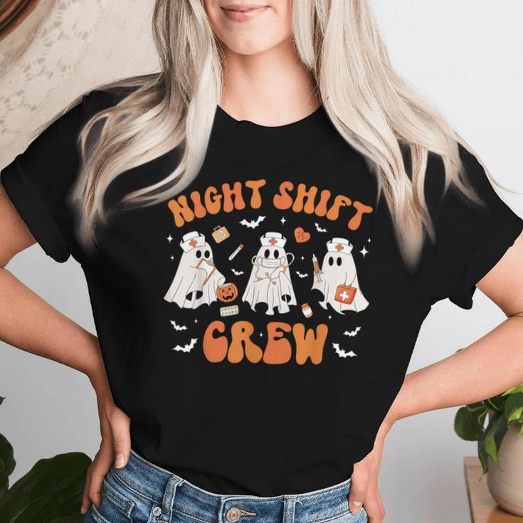 Night Shift Boo Crew Health Worker Halloween Ghost Nurse Women's T ...