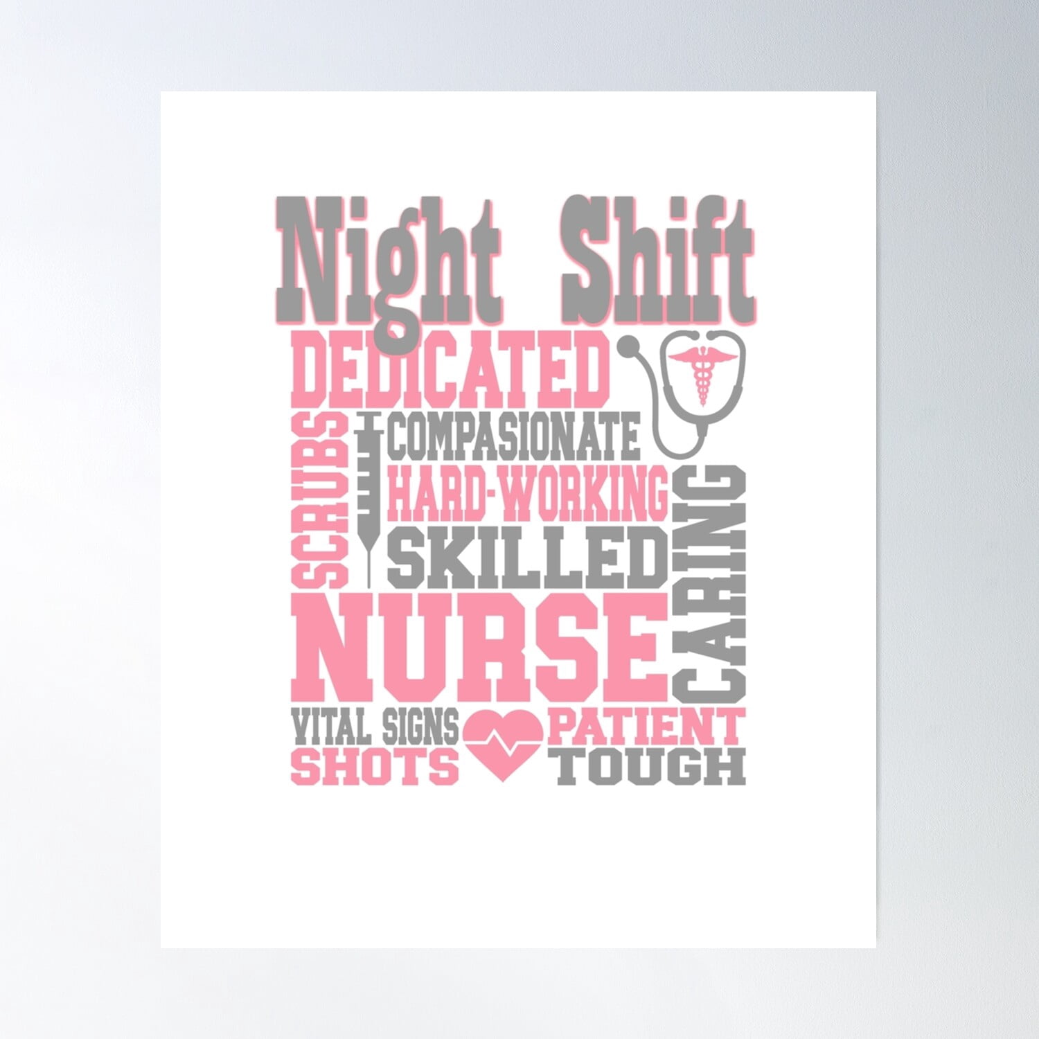 Night Shift Nurse Scrubs On Call Mom Nurse Squad Poster Wall Art ...