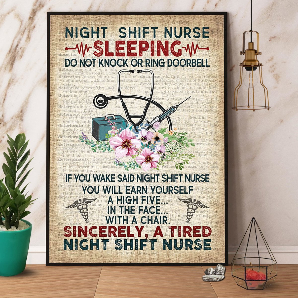 Night Shift Nurse Sleeping A Tired Night Shift Nurse Paper Poster No ...