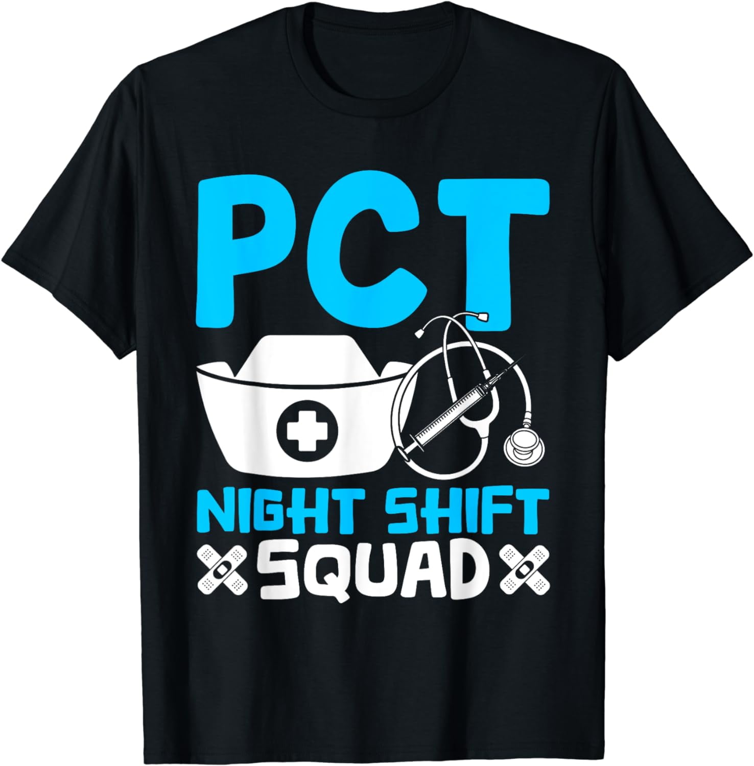 Night Shift Patient Care Tech Night Shift Worker Care Tech T-Shirt ...