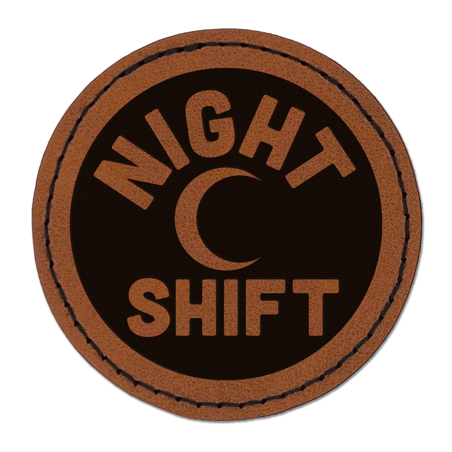 Night Shift Planning 2.5" Faux Leather Round Engraved Iron-On Patch ...