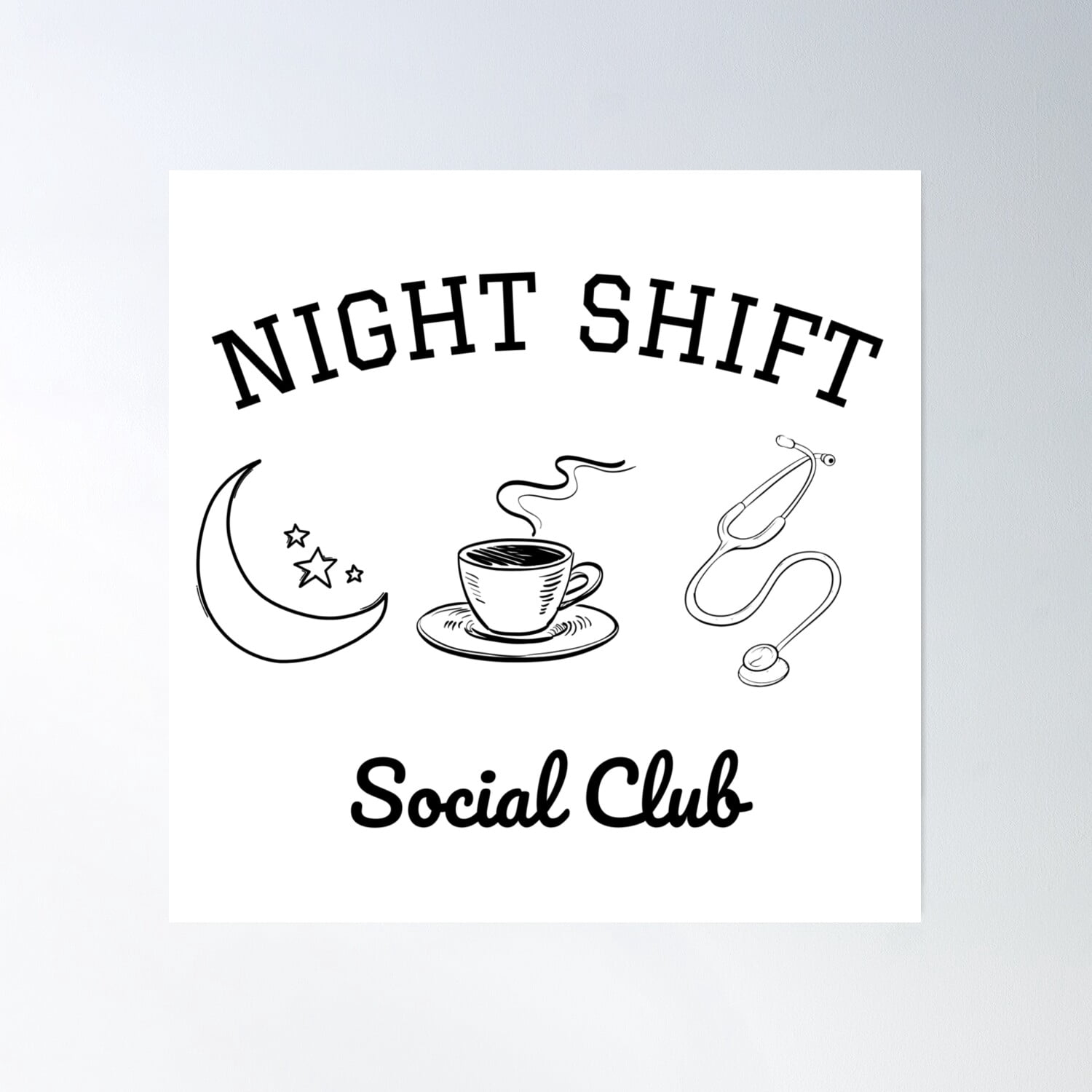 Night Shift Social Club Poster Wall Art, Modern Wall Decor, 16x16 ...