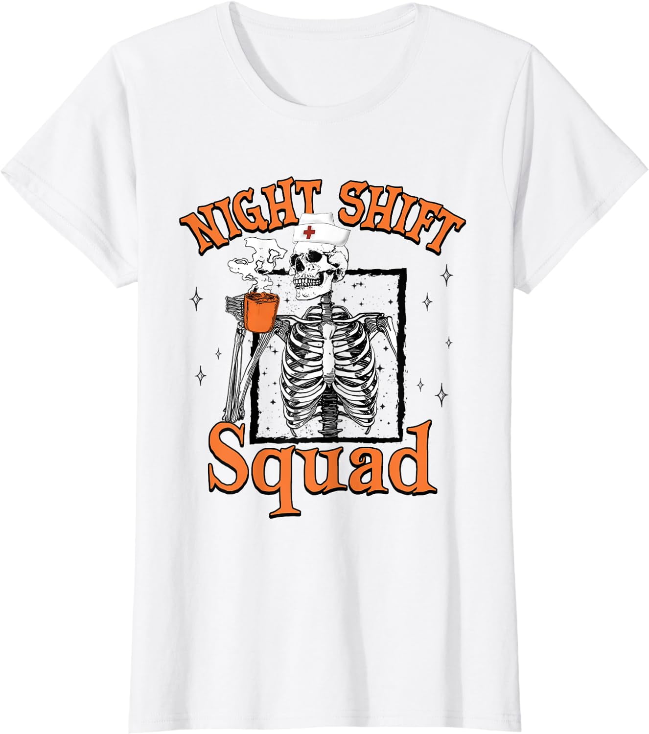 Night Shift Squad Nurse Skeleton Halloween RN ICU CNA Nurse T-Shirt ...