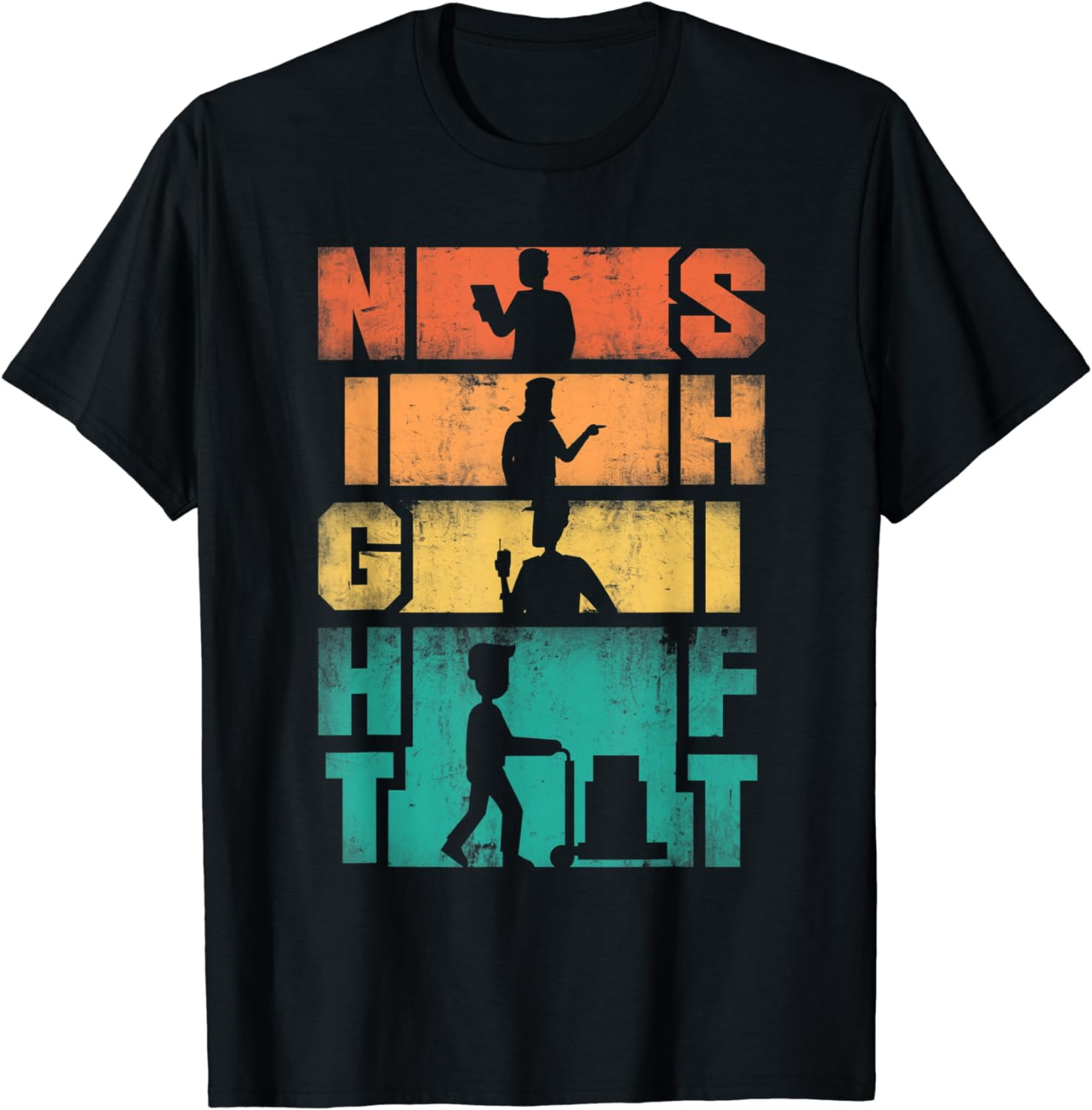Night Shift Worker Overnight Shift Silhouettes T-Shirt - Walmart.com