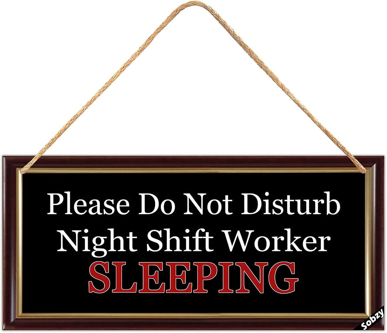 Night Shift Worker Sleeping Sign - Do Not Disturb Hanging Plaque Door ...