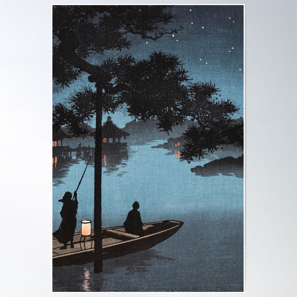 Night Sky At Lake Biwa By Shoda Koho Poster Wall Art, Modern Wall Decor ...