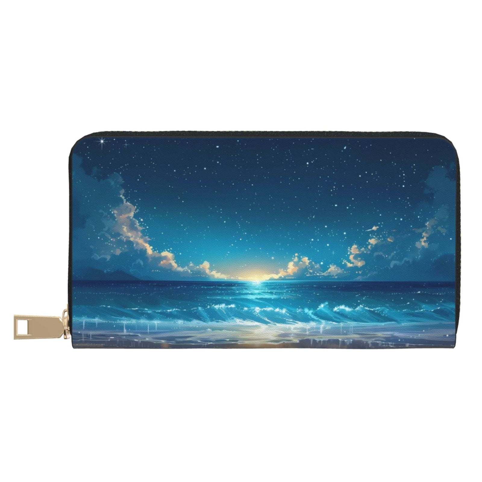 Night Sky Beach Scene Wallet Women, Leather Bifold Multi Card Wallet ...