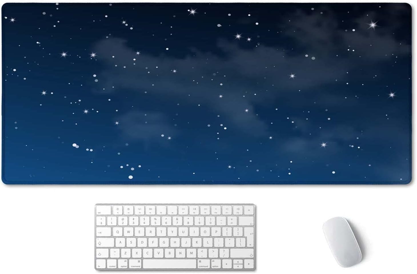 Night Sky with Clouds and Many Stars Mousepad, Extra Large Desk Mat ...
