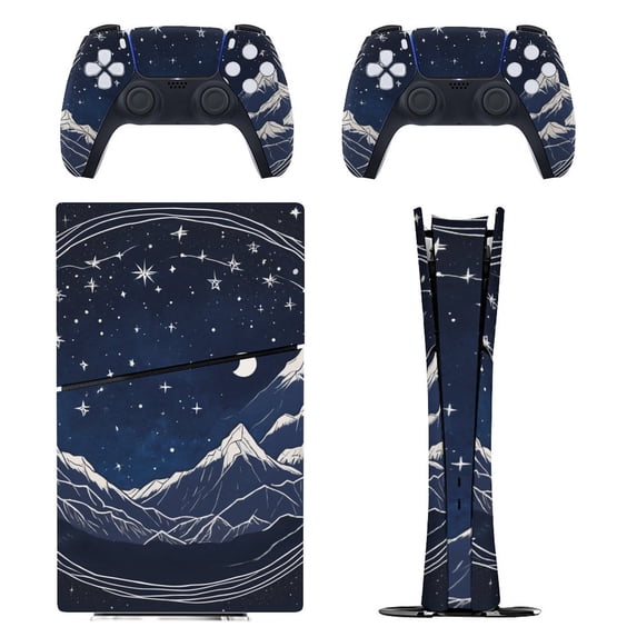 Night Sky Mountains Console Skin Bundle for PS5 Pro Slim Disc & Digital ...