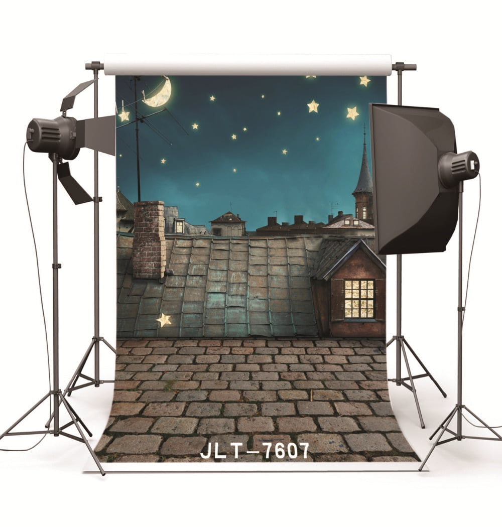 Night Sky Star Brick Roof Photo Backgrounds for Photo Studio Computer ...