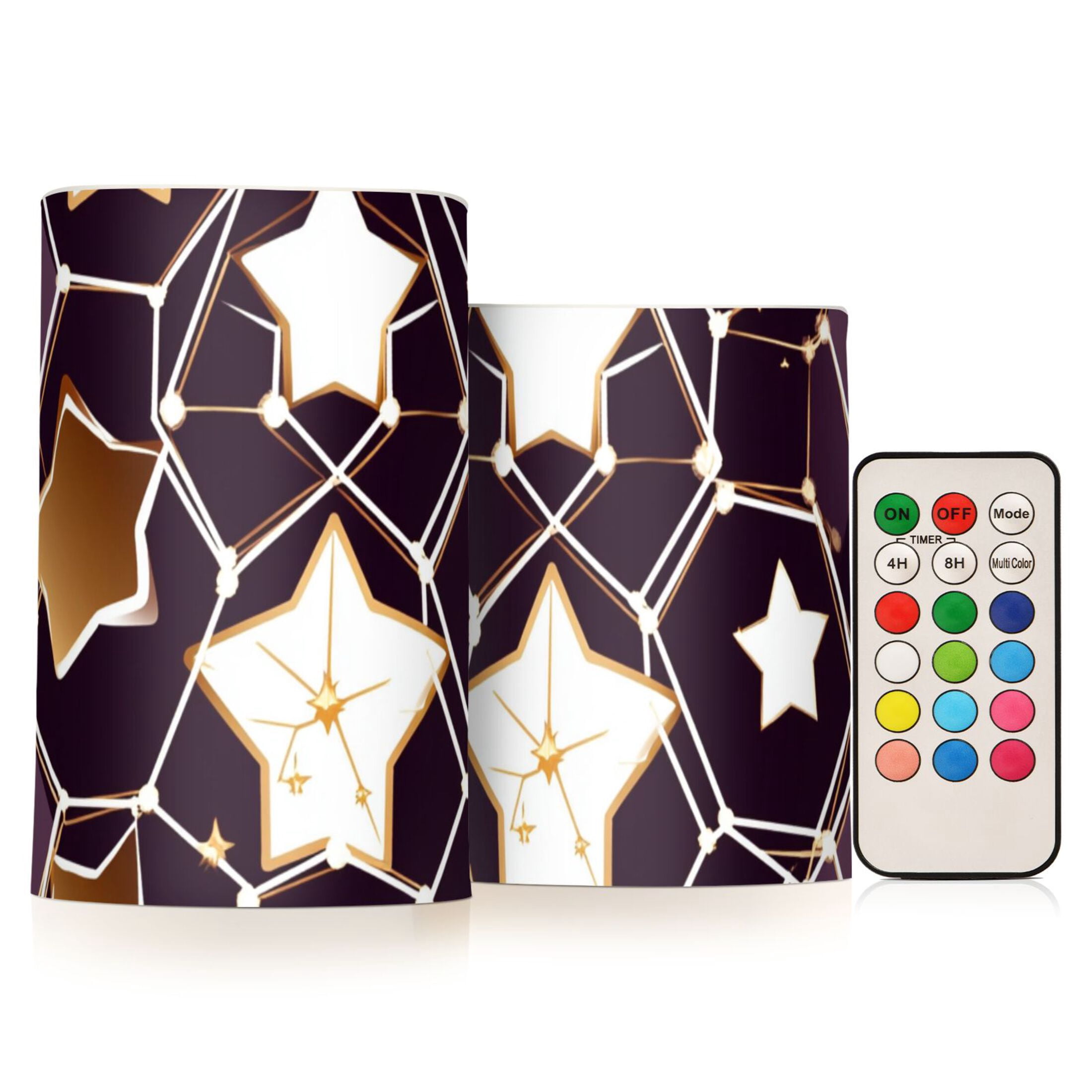 Night Sky Star Print Flickering Flameless Candles Battery Operated with ...