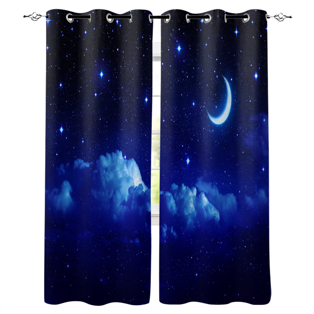 Night Sky Star Window Curtains Living Room Kitchen Curtains Modern Home ...