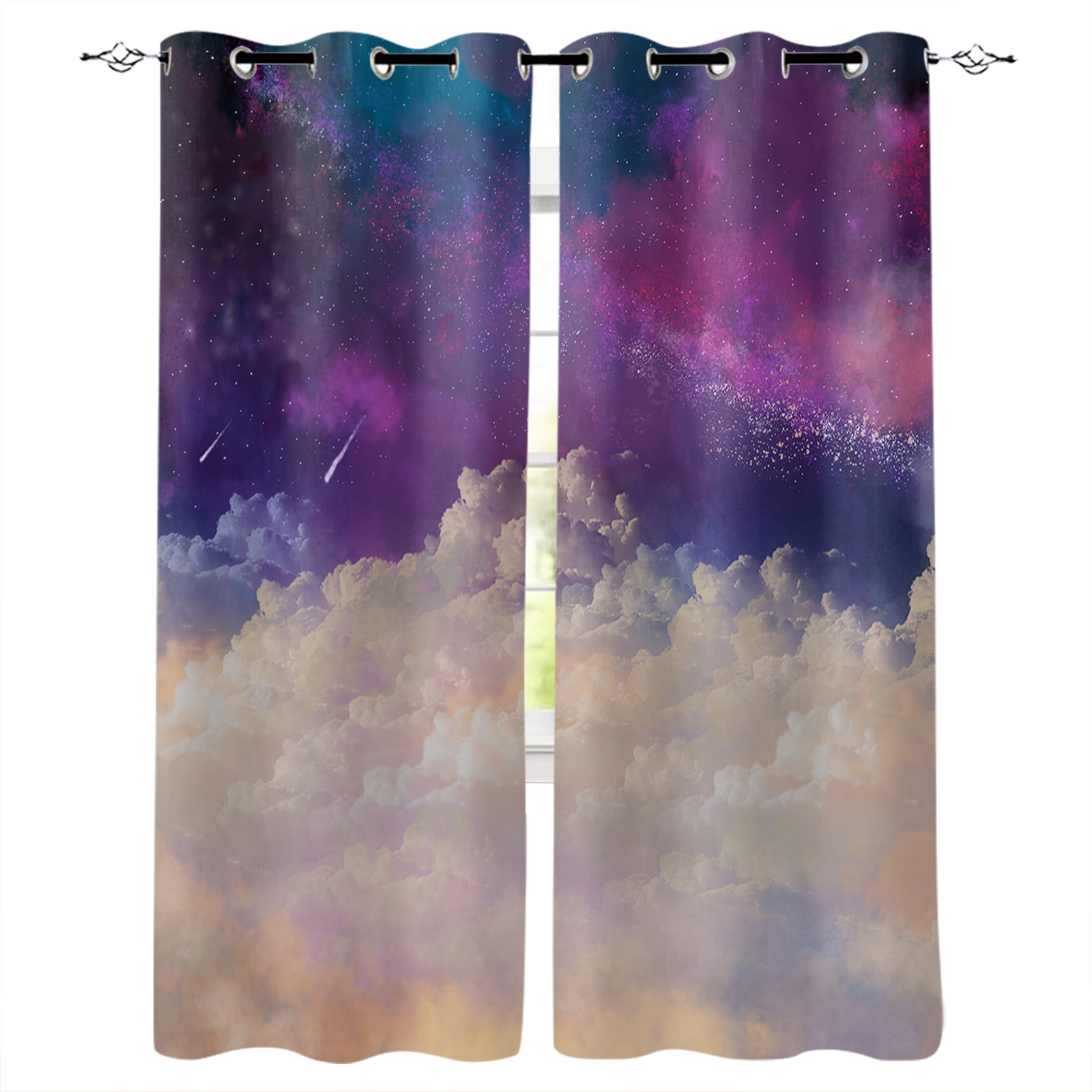 Night Sky Stars Blackout Curtains 45 Inches Long for Bedroom, Shooting ...