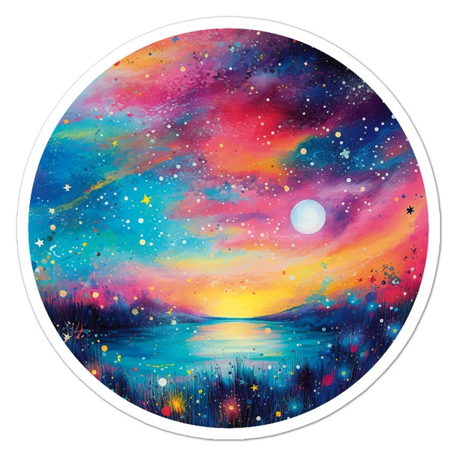 Night Sky Stars Moon Sticker Indoor Outdoor Phone Decal Water Bottle ...