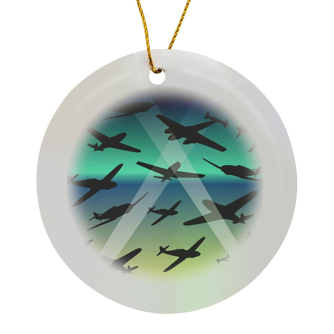 3drose, Night Sky with Airplane Silhouettes and Searchlights, Circle ...