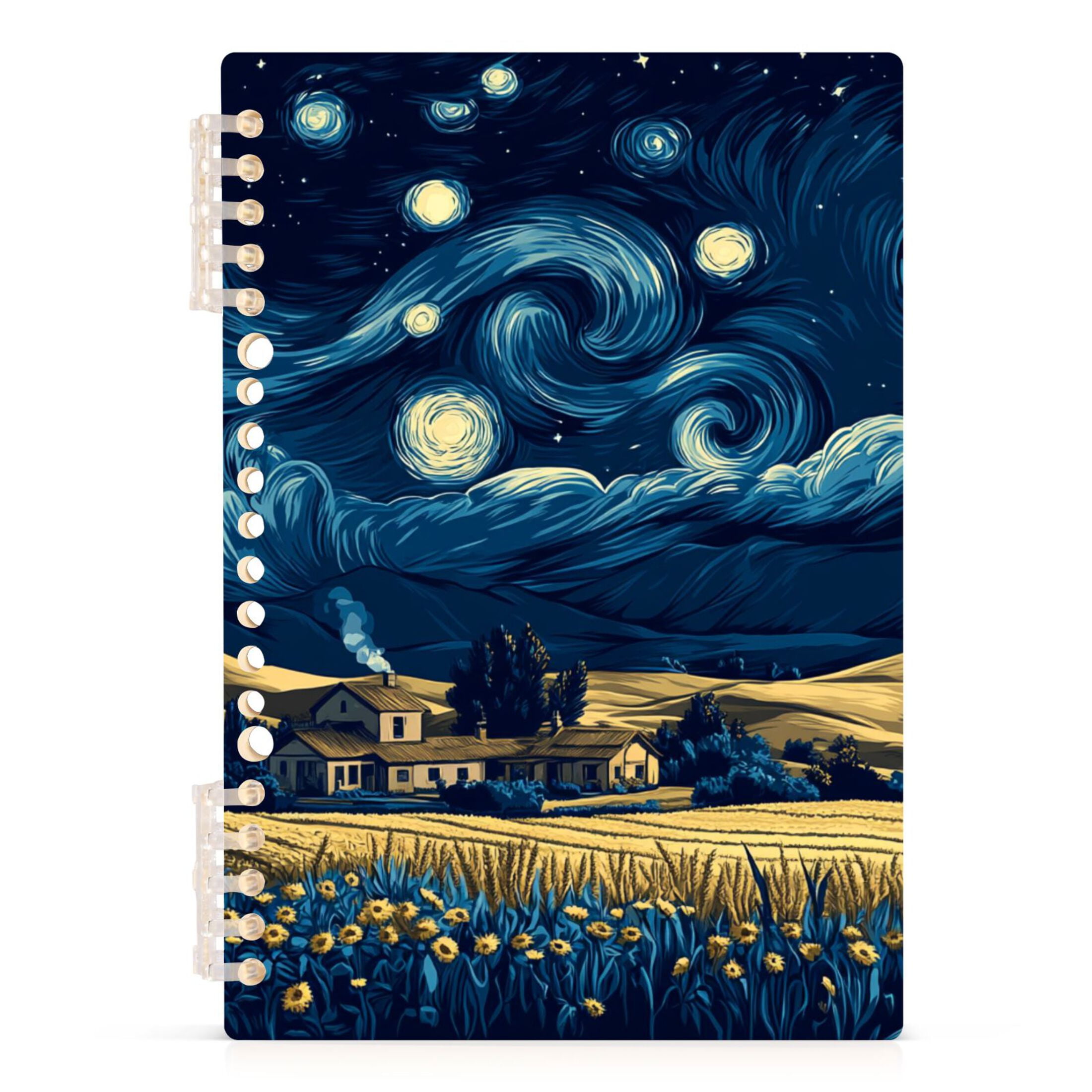Night Sky over Fields Lined Spiral Journal Notebook 60 Pages A5 College ...