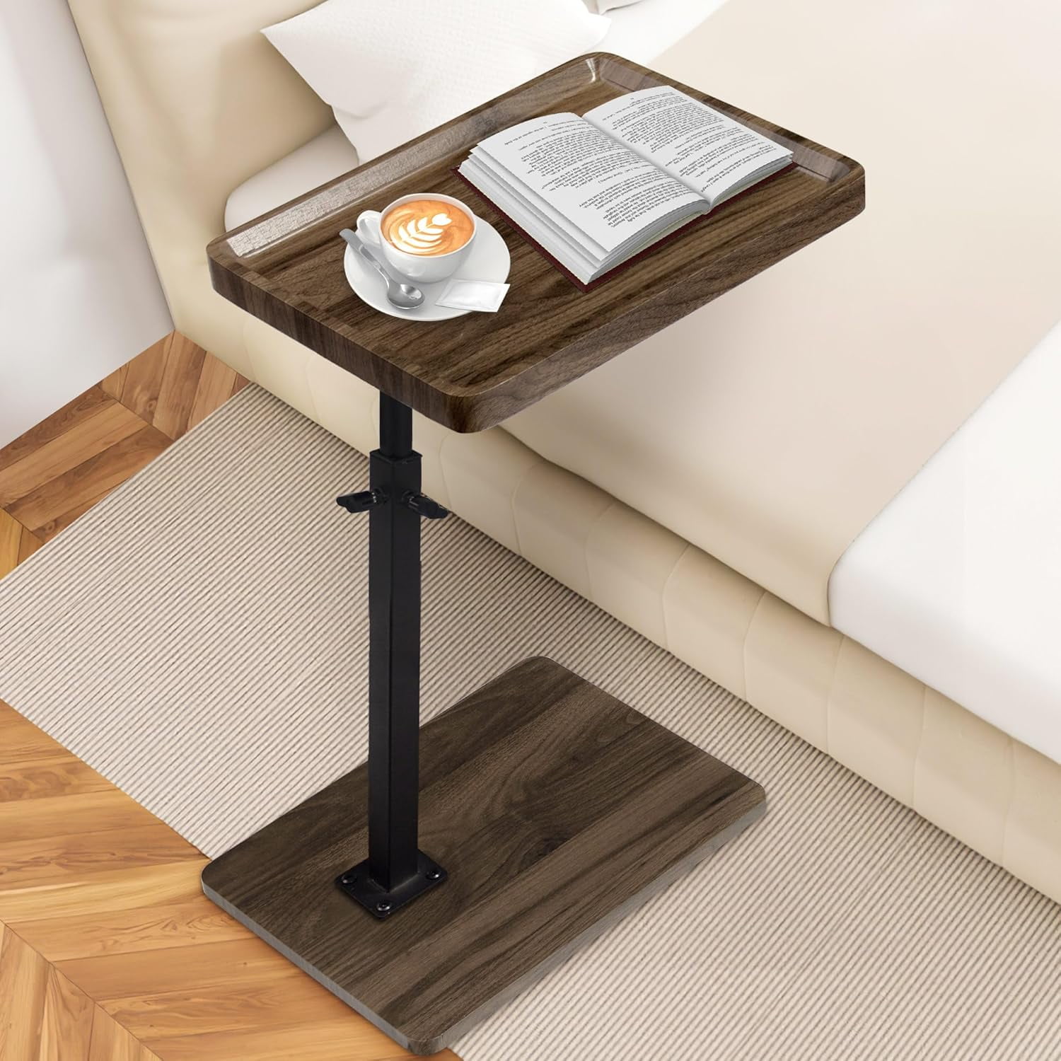 Night Stand Adjustable Height, 360°Swivel C Shaped End Table for Couch ...