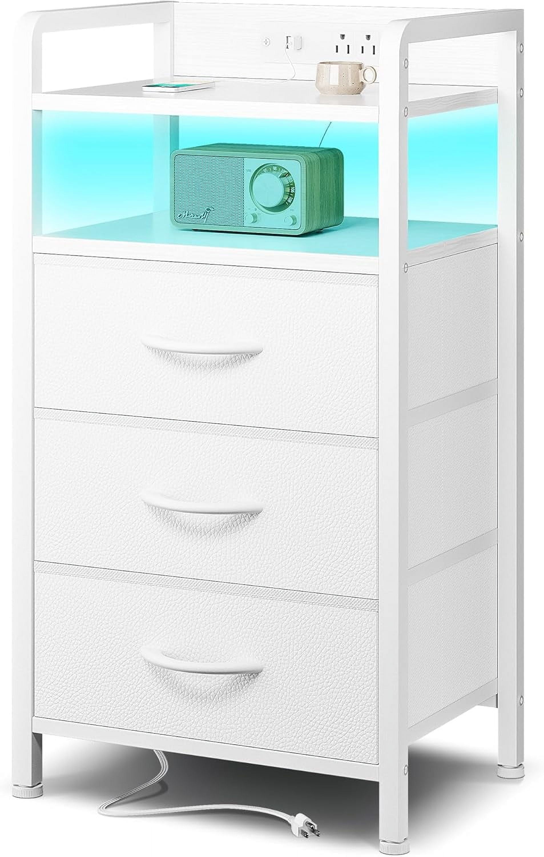 Night Stand Bedside Charger Bedroom - Nightstand with Charging Station ...