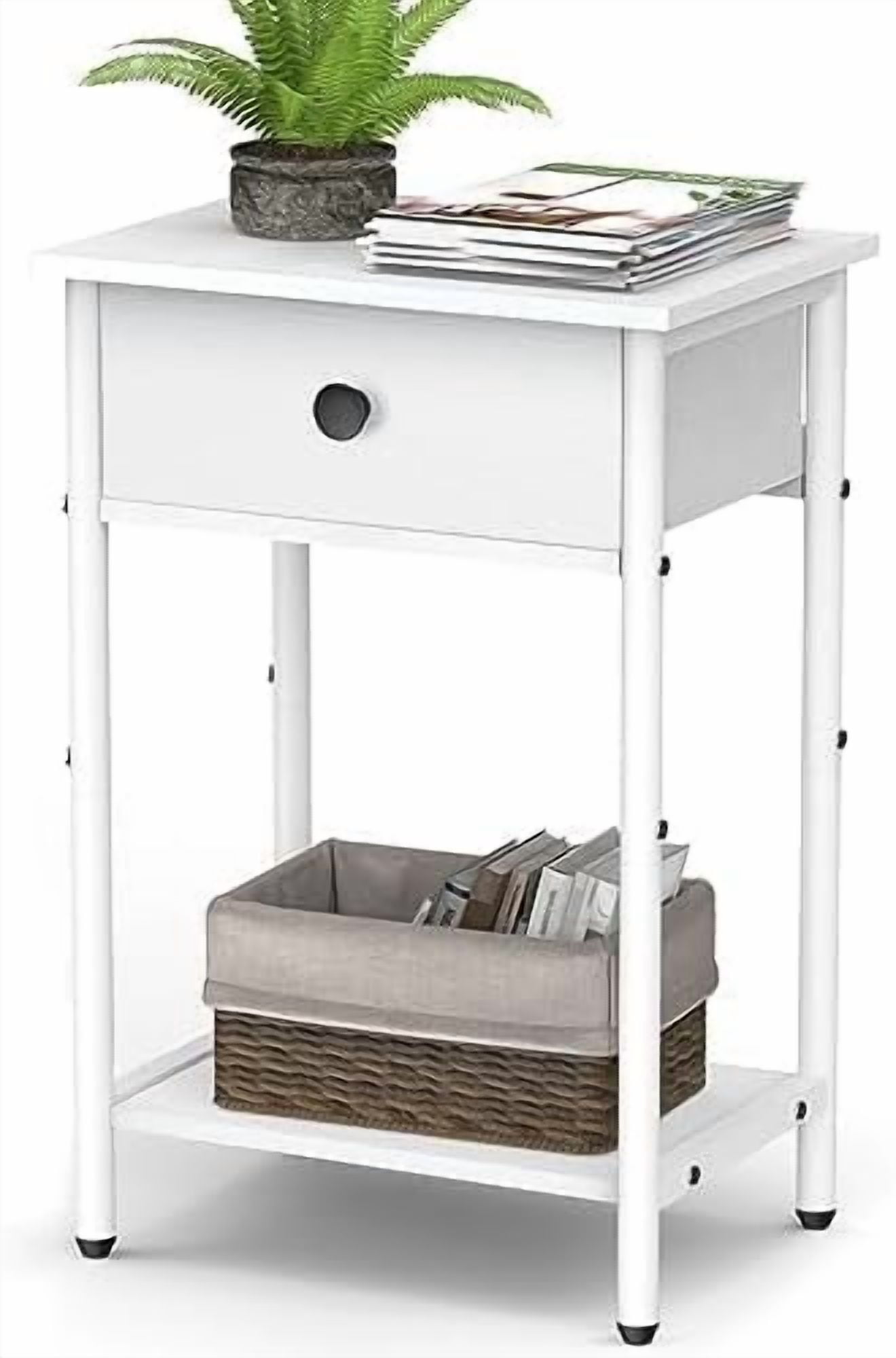 Night Stand Bedside Tables for Small Space End Table with Drawer Side ...