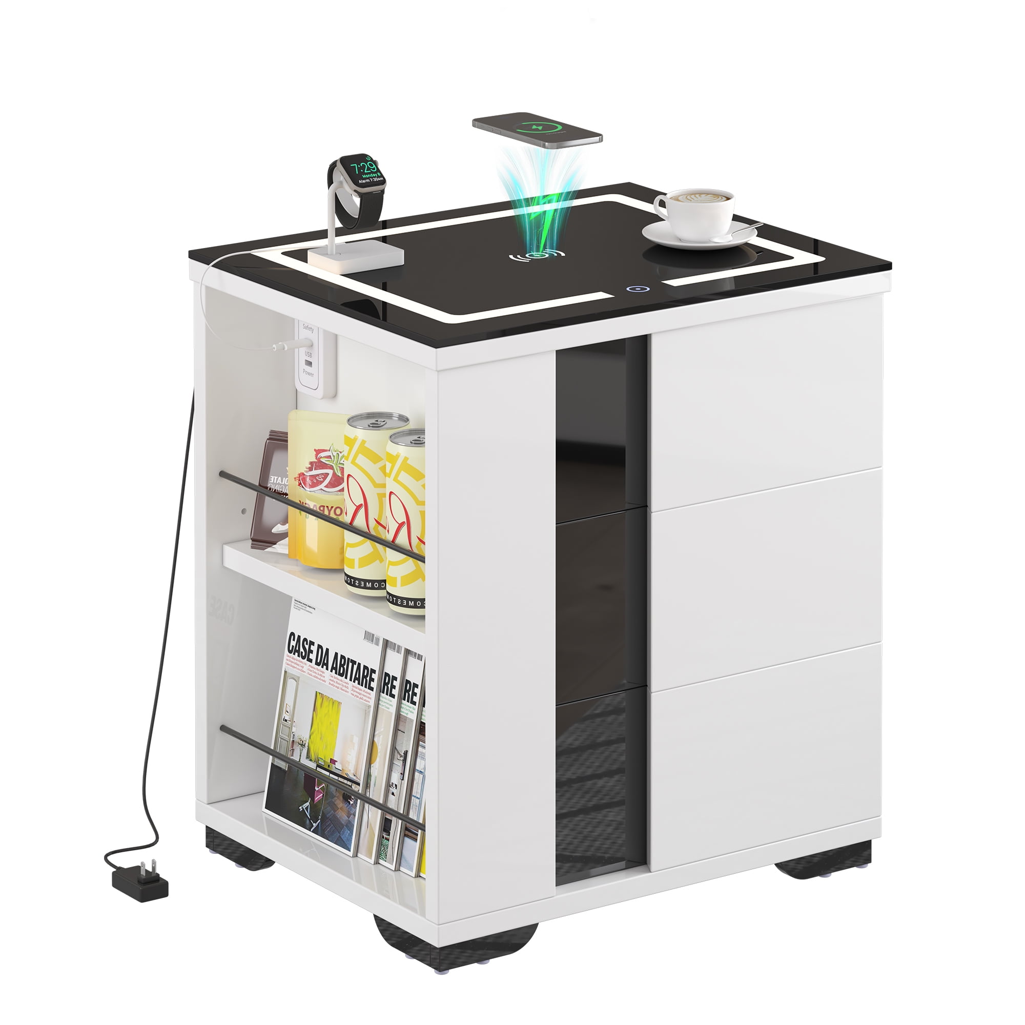 Night Stand with Charger Station, Smart Nightstand with USB Ports ...