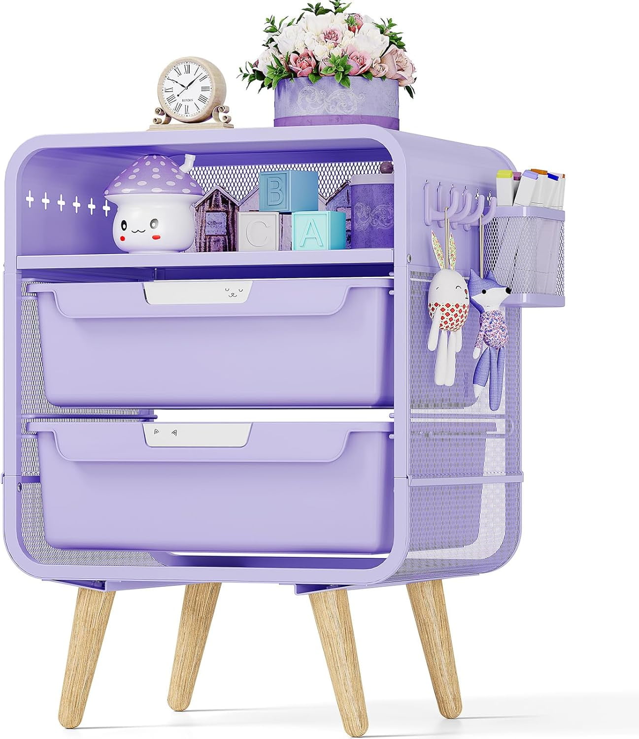 Night Stand,Cute End Table with Storage Drawer,Kids Nightstand for ...